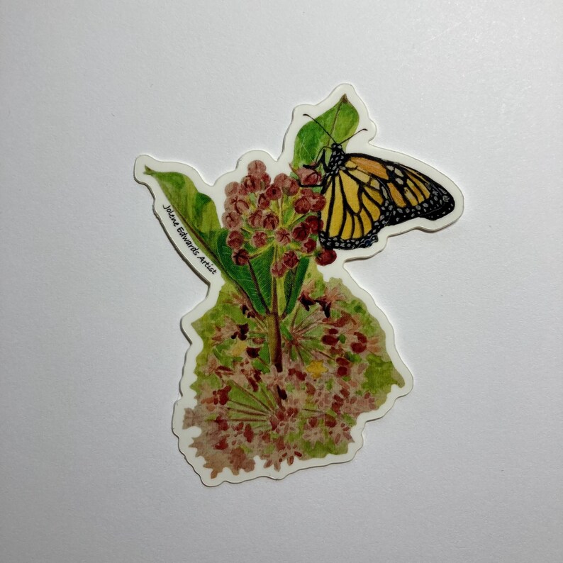 Monarch Butterfly and Milkweed Flower Durable Wildlife Laptop Decal ...