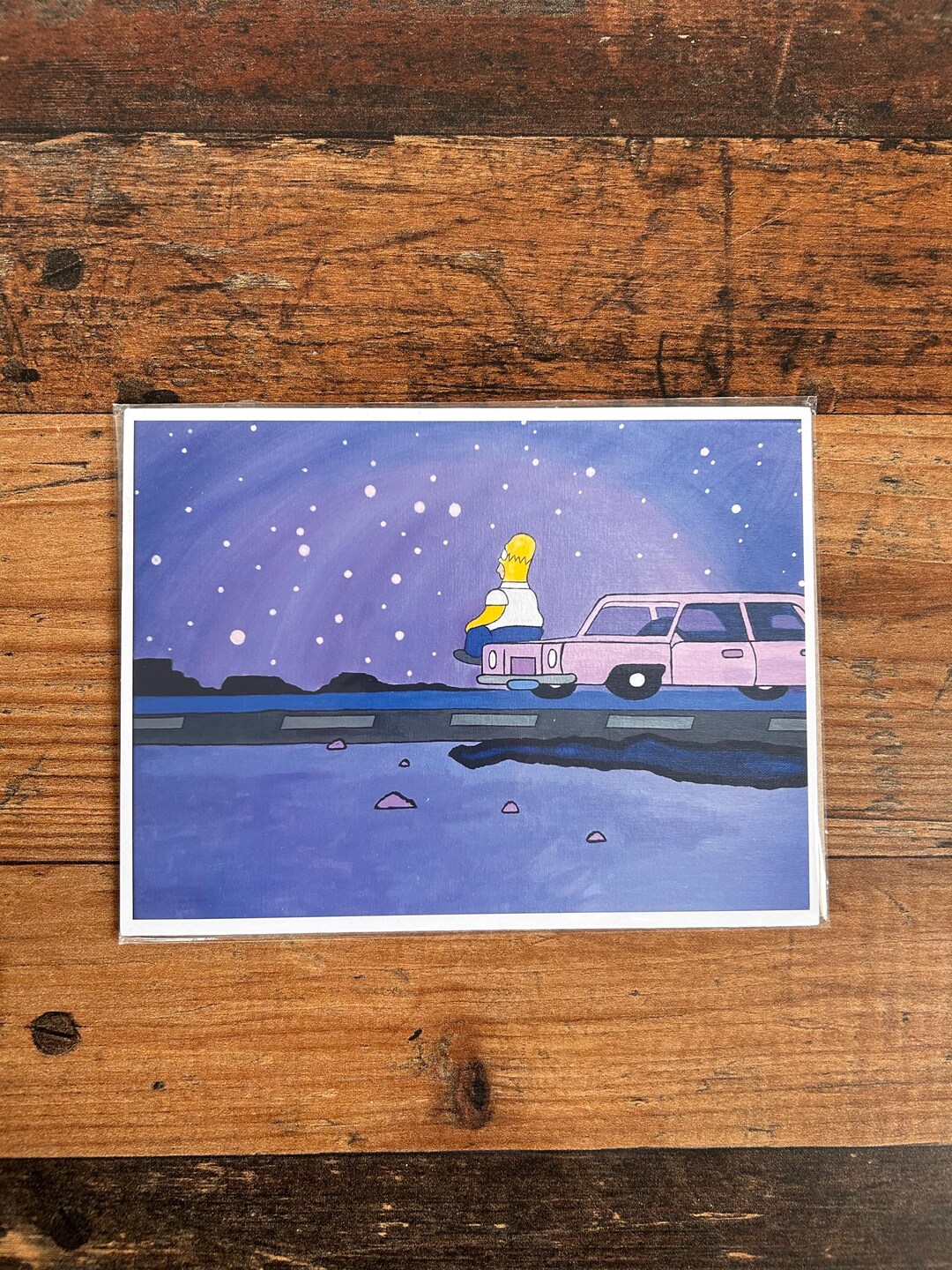 Homer Simpson Starry Night Art Print: Retro Acrylic Painting (A4) - Etsy