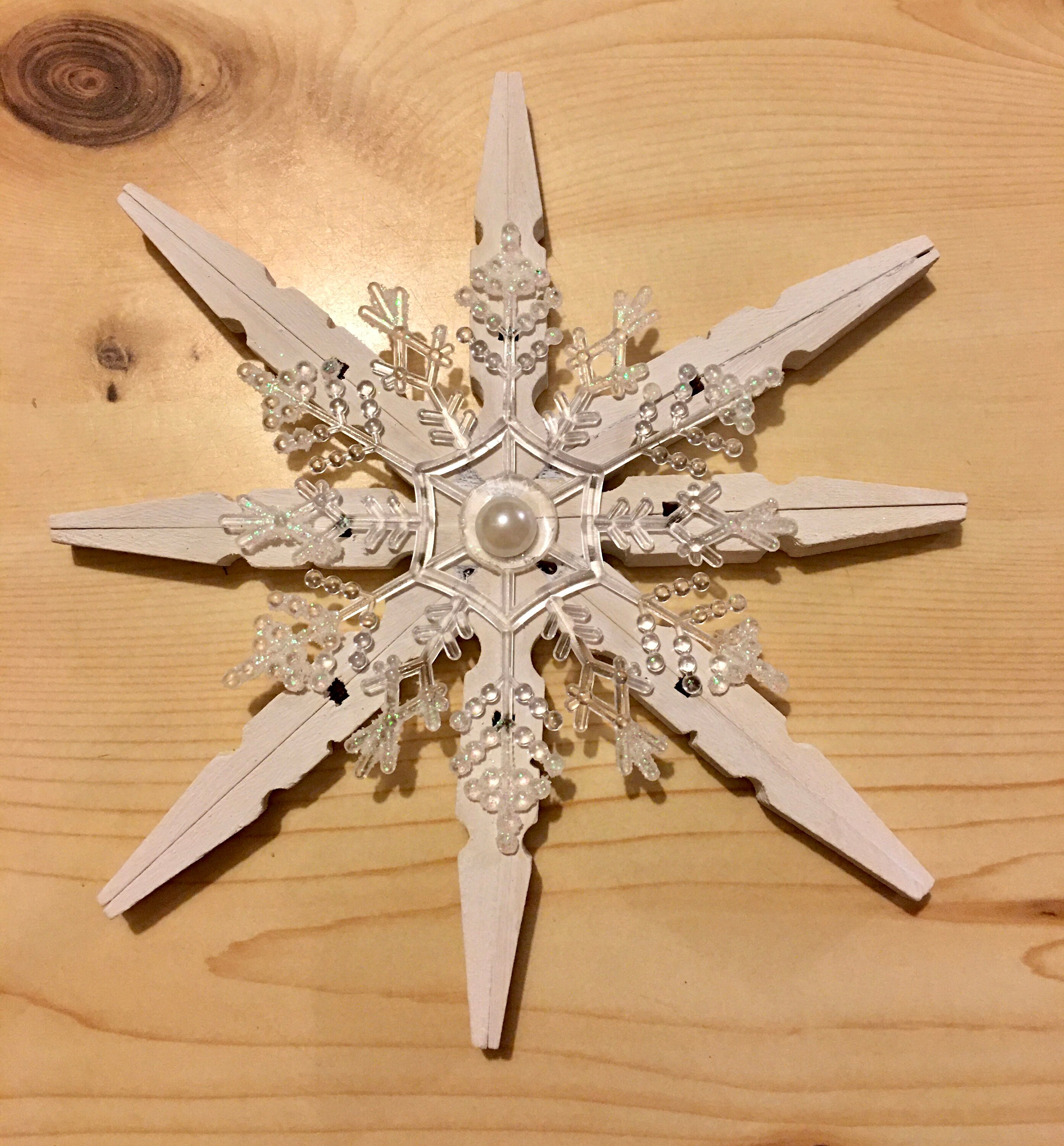 Clothespin Snowflake Ornament | Etsy