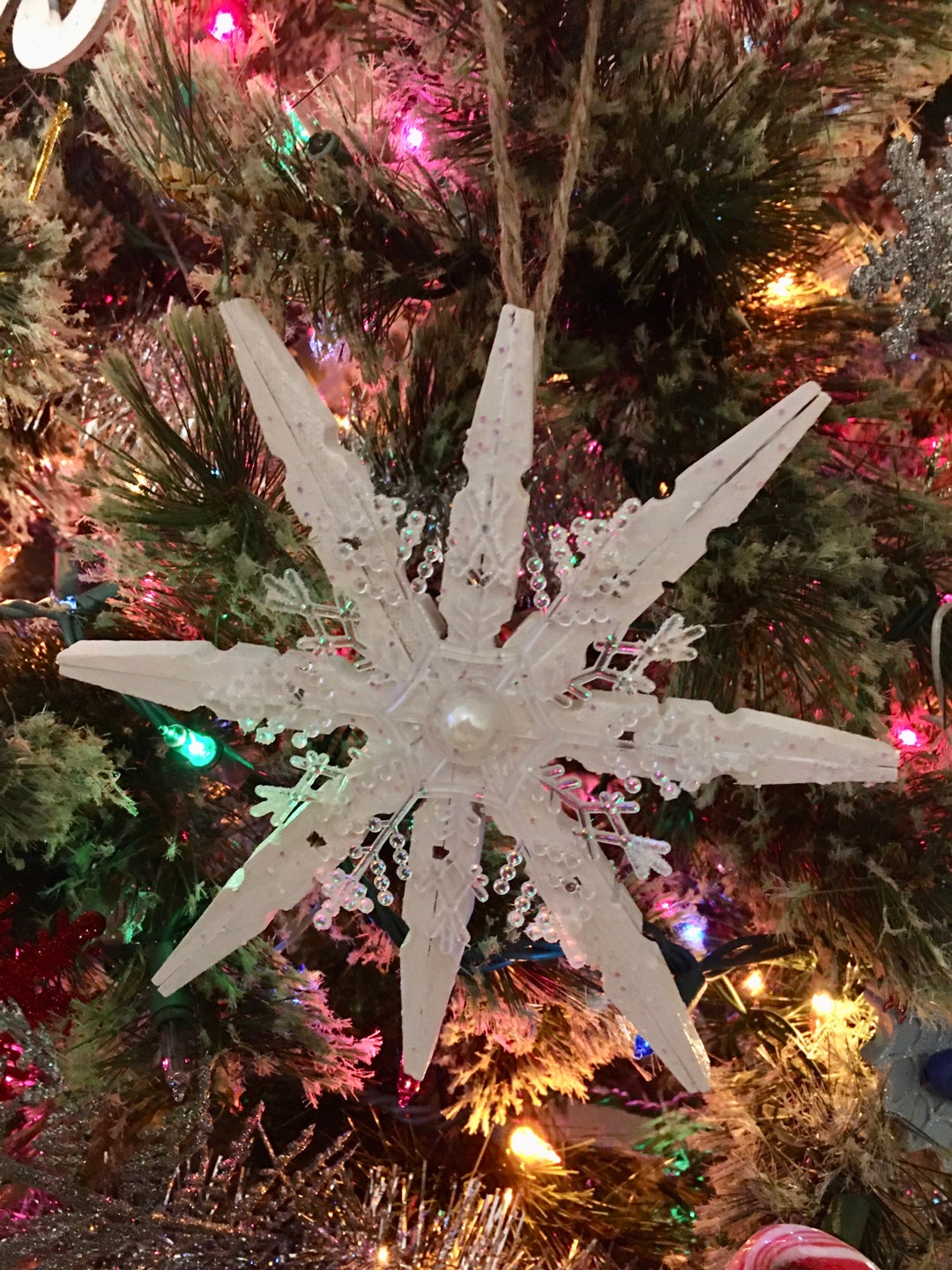 Clothespin Snowflake Ornament - Etsy