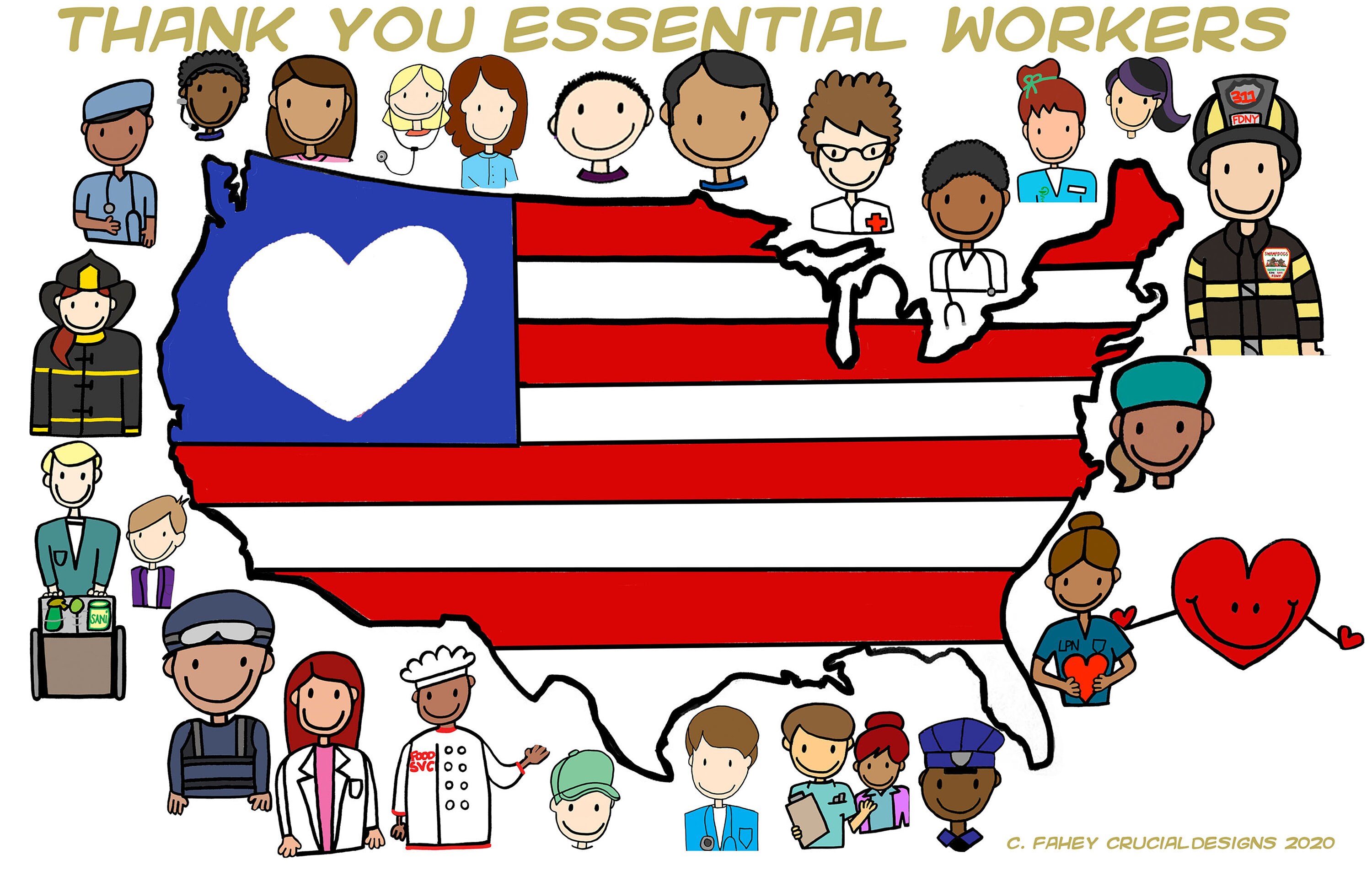 Thank You Essential Workers Poster - Etsy