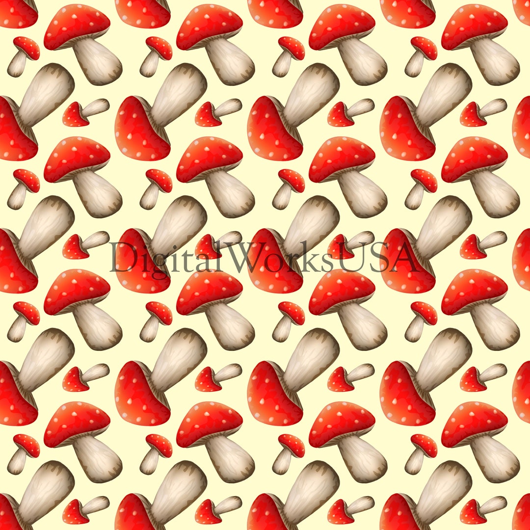Red Top Mushroom Pattern Seamless File JPG - Etsy