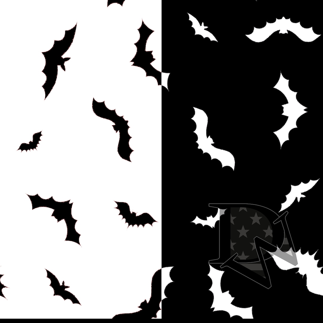 Black and White Bats Pattern Seamless File JPG 2 Separate Files ...