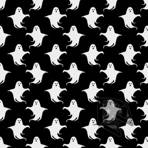 Black and White Ghosts Pattern Seamless File or Digital Paper 12x12 JPG ...