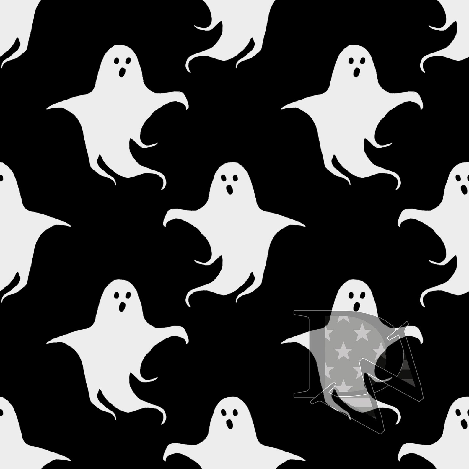 Black and White Ghosts Pattern Seamless File or Digital Paper 12x12 JPG ...