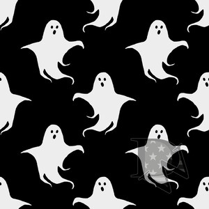 Black and White Ghosts Pattern Seamless File or Digital Paper 12x12 JPG ...