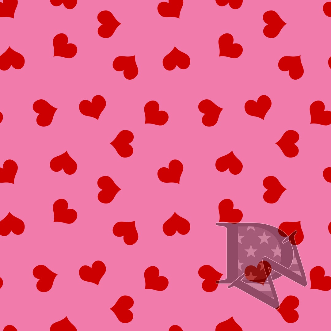 Red Hearts on Pink Background Pattern Seamless File or Digital Paper ...