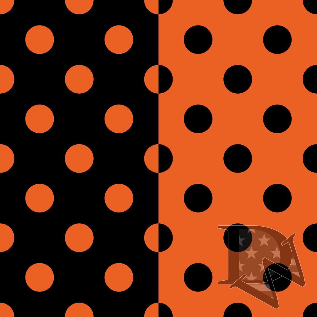 Black and Orange Large Polka Dots Pattern Seamless File or Digital ...