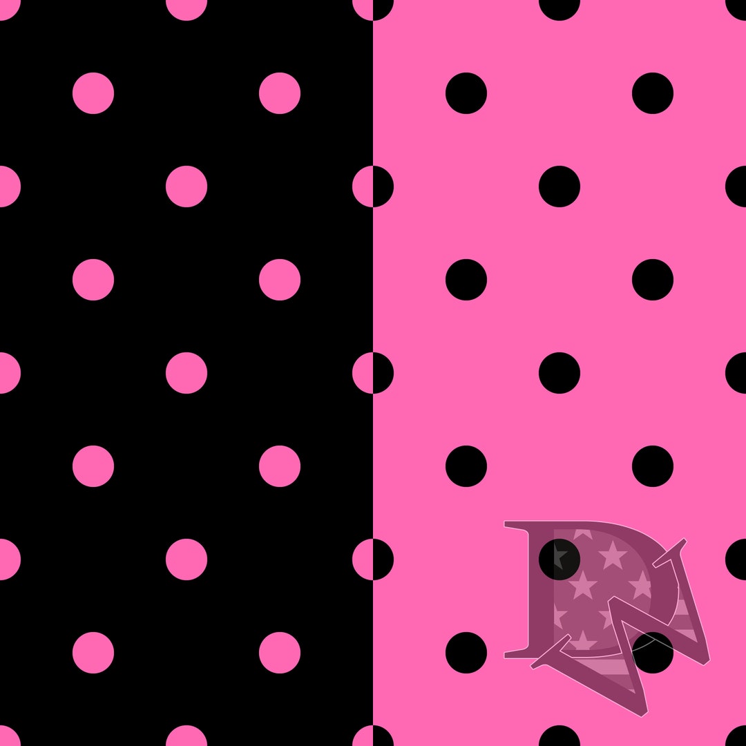 Black and Hot Pink Polka Dot Pattern Seamless File or Digital Paper JPG ...