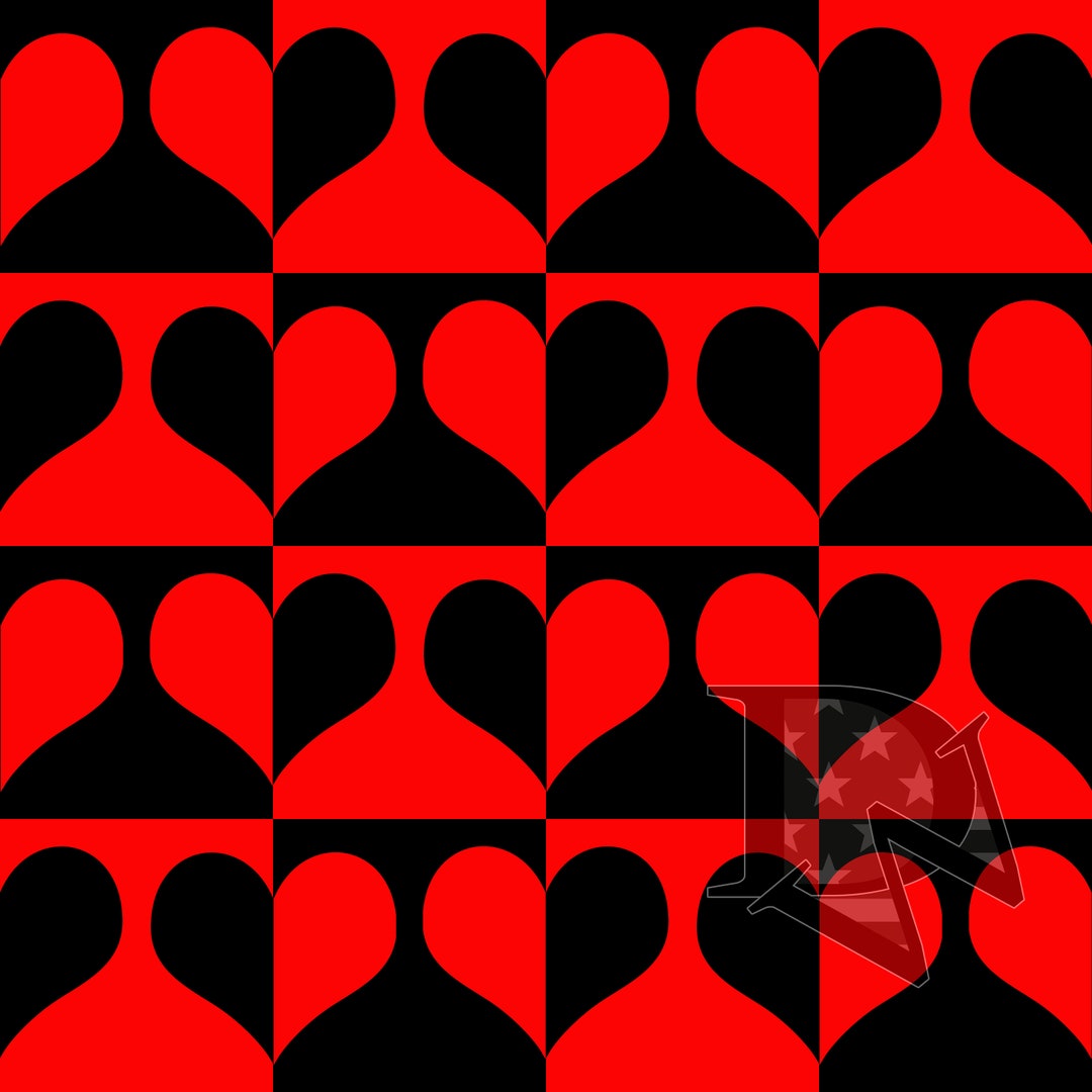 Black and Red Heart Checker Pattern Seamless File or Digital Paper JPG ...