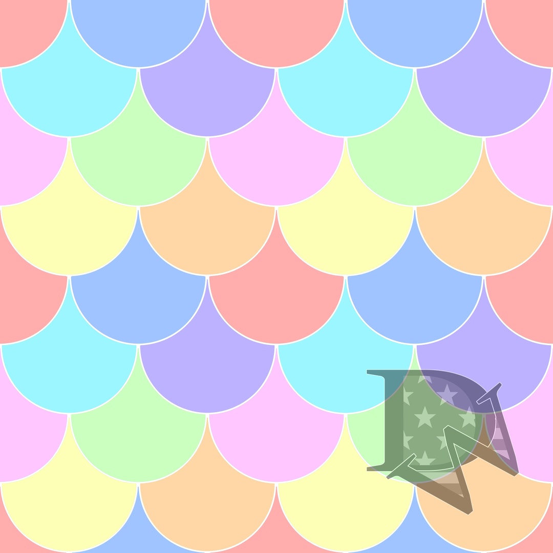 Rainbow Pastel Mermaid Scale Seamless File or Digital Paper 12x12 JPG ...