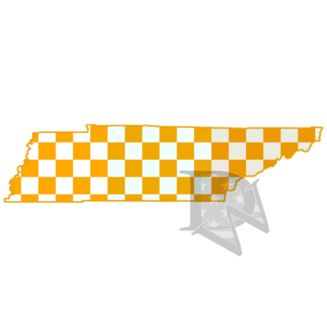 Tennessee State Shape Filled With Orange and White Checker - Etsy