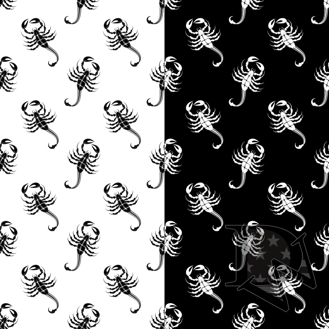Black and White Scorpion Pattern Seamless File or Digital Paper JPG ...