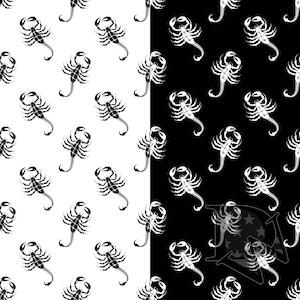 Black and White Scorpion Pattern Seamless File or Digital Paper JPG ...