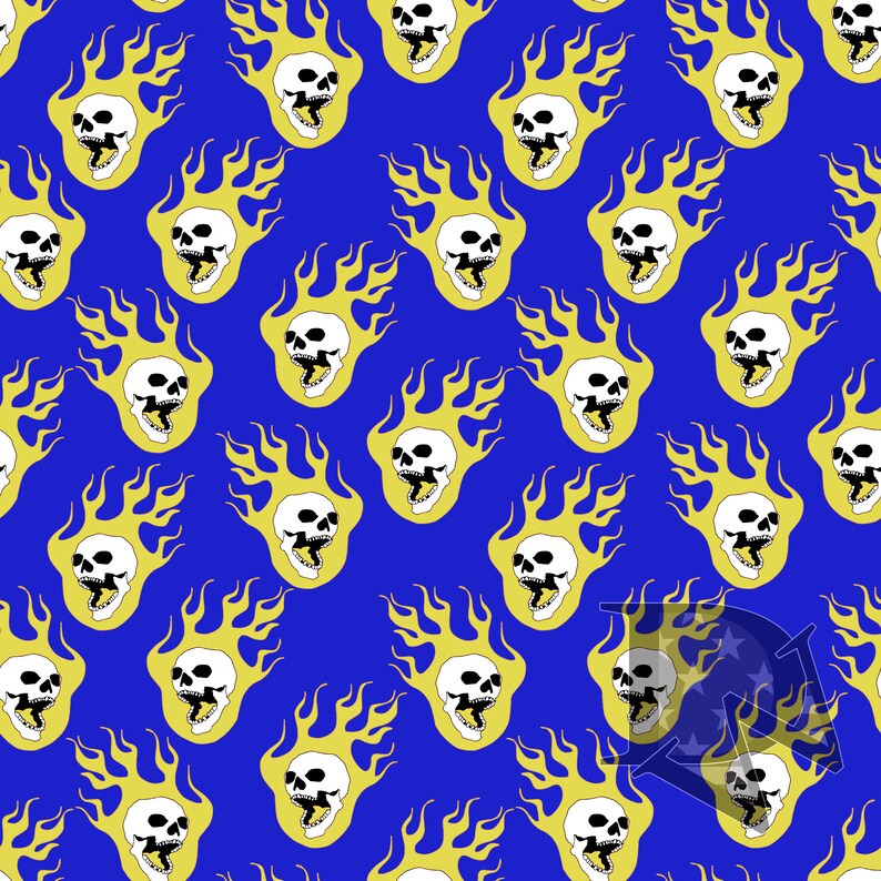 Screaming Skulls and Flames Pattern Seamless File or Digital Paper ...