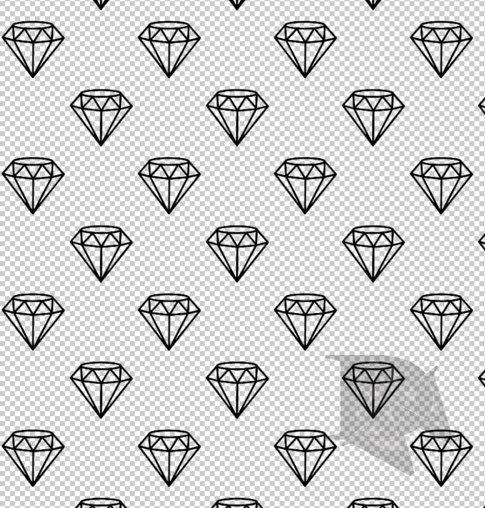 Black Diamond Gem Pattern With Transparent Background Seamless File or ...