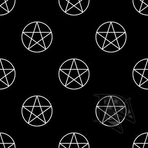 Black and White Pentacle Pattern Seamless File or Digital Paper 12x12 ...
