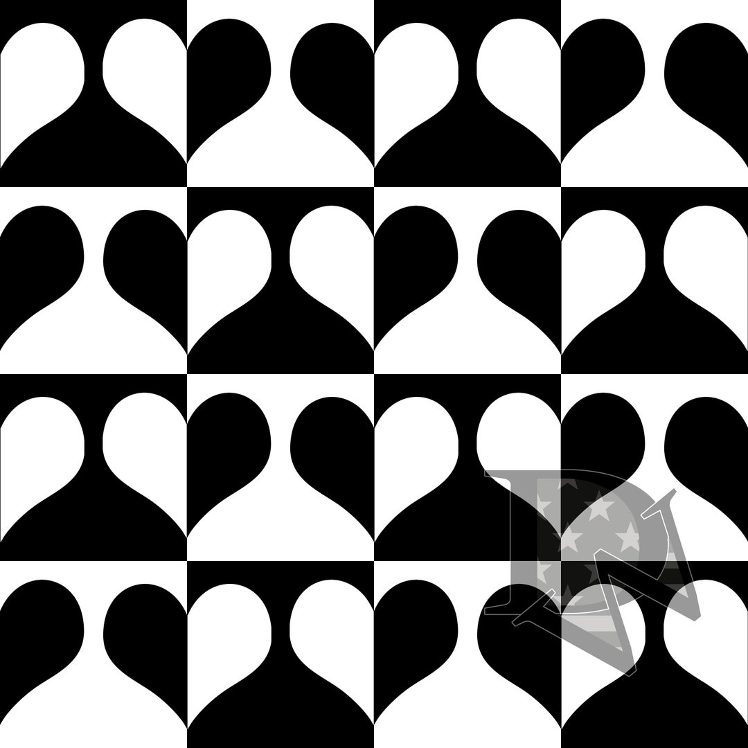 Black and White Heart Checker Pattern Seamless File or Digital Paper ...