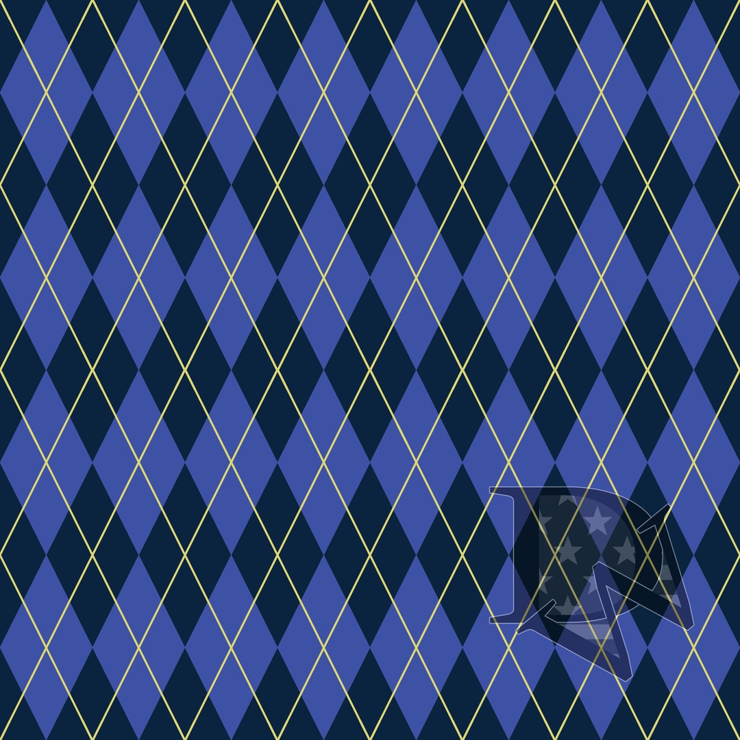 Blue Diamond Argyle Pattern With Gold Accent Seamless File or Digital ...