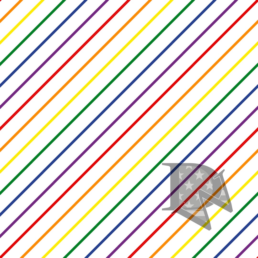 Rainbow Diagonal Pinstripe Pattern on White Seamless File or Digital ...