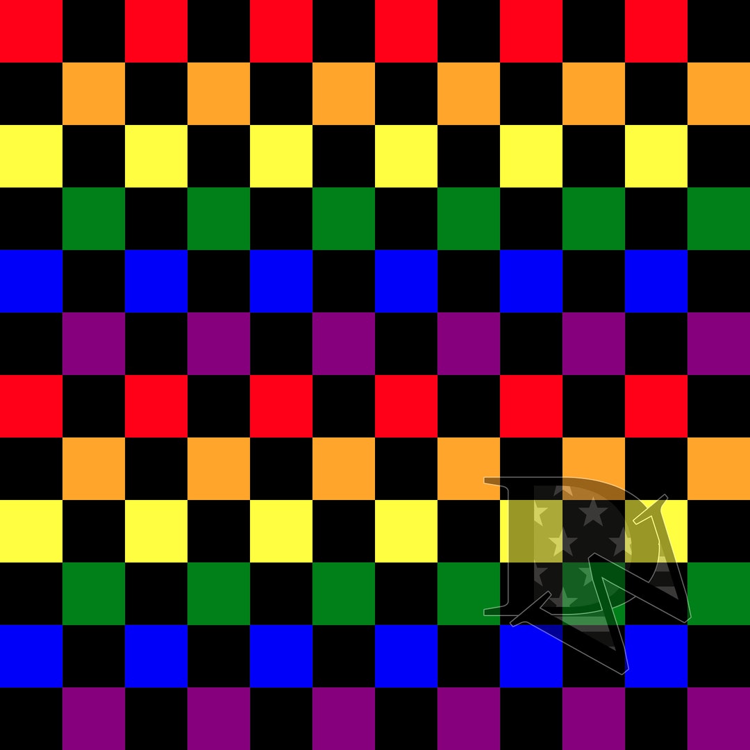 Rainbow and Black Checker Pattern Seamless File or Digital Paper JPG ...