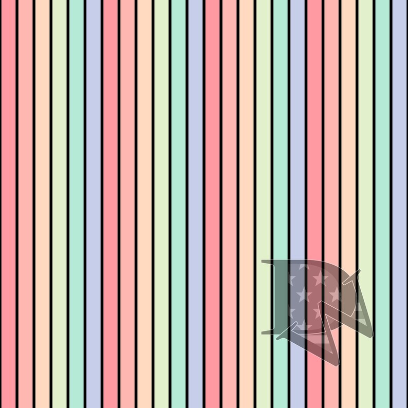 Pastel Rainbow Stripe With Black Border Pattern Seamless File - Etsy