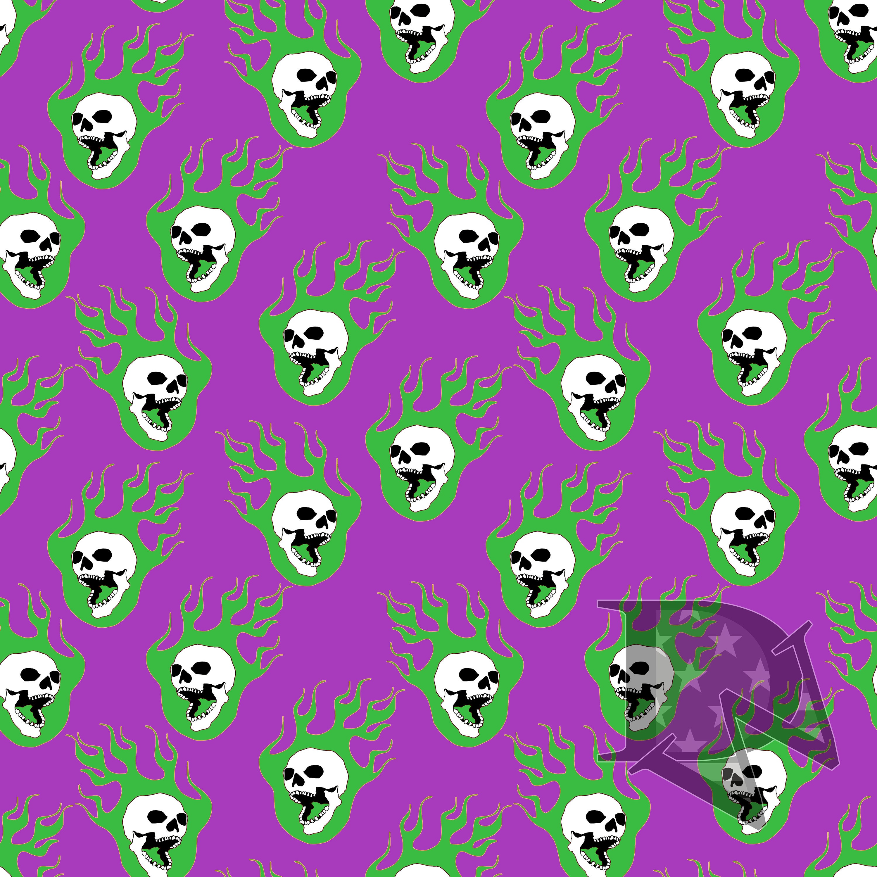Screaming Skulls and Flames Pattern Seamless File or Digital Paper ...