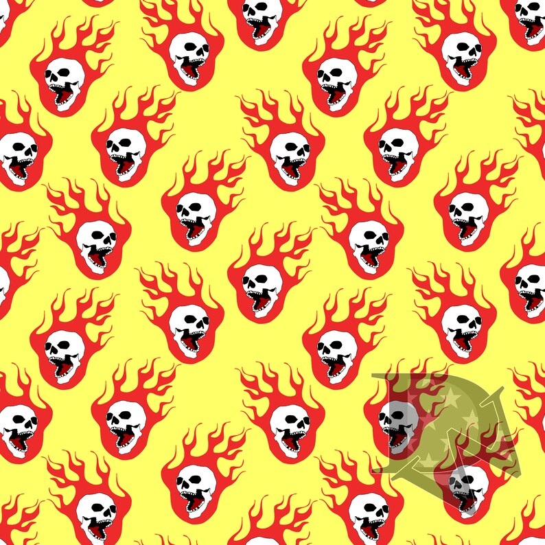 Screaming Skulls and Flames Pattern Seamless File or Digital - Etsy