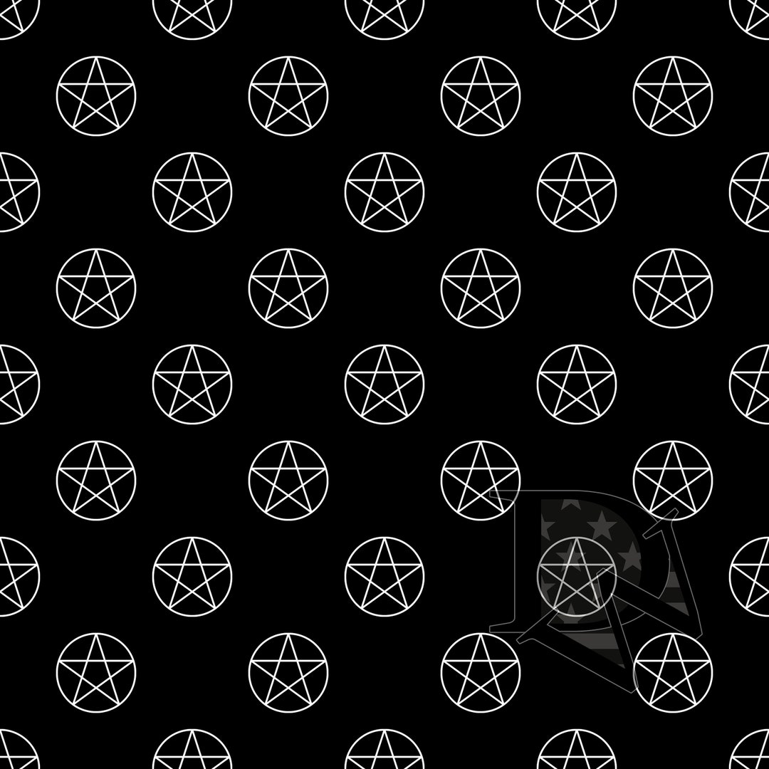 Black and White Pentacle Pattern Seamless File or Digital Paper 12x12 ...