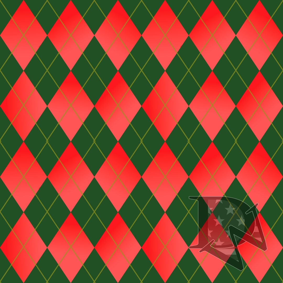 Red and Green Argyle Pattern With Gold Accent Seamless File or Digital ...