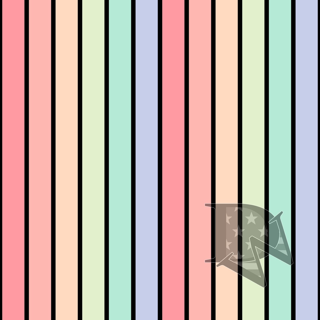 Pastel Rainbow Stripe With Black Border Pattern Seamless File or ...