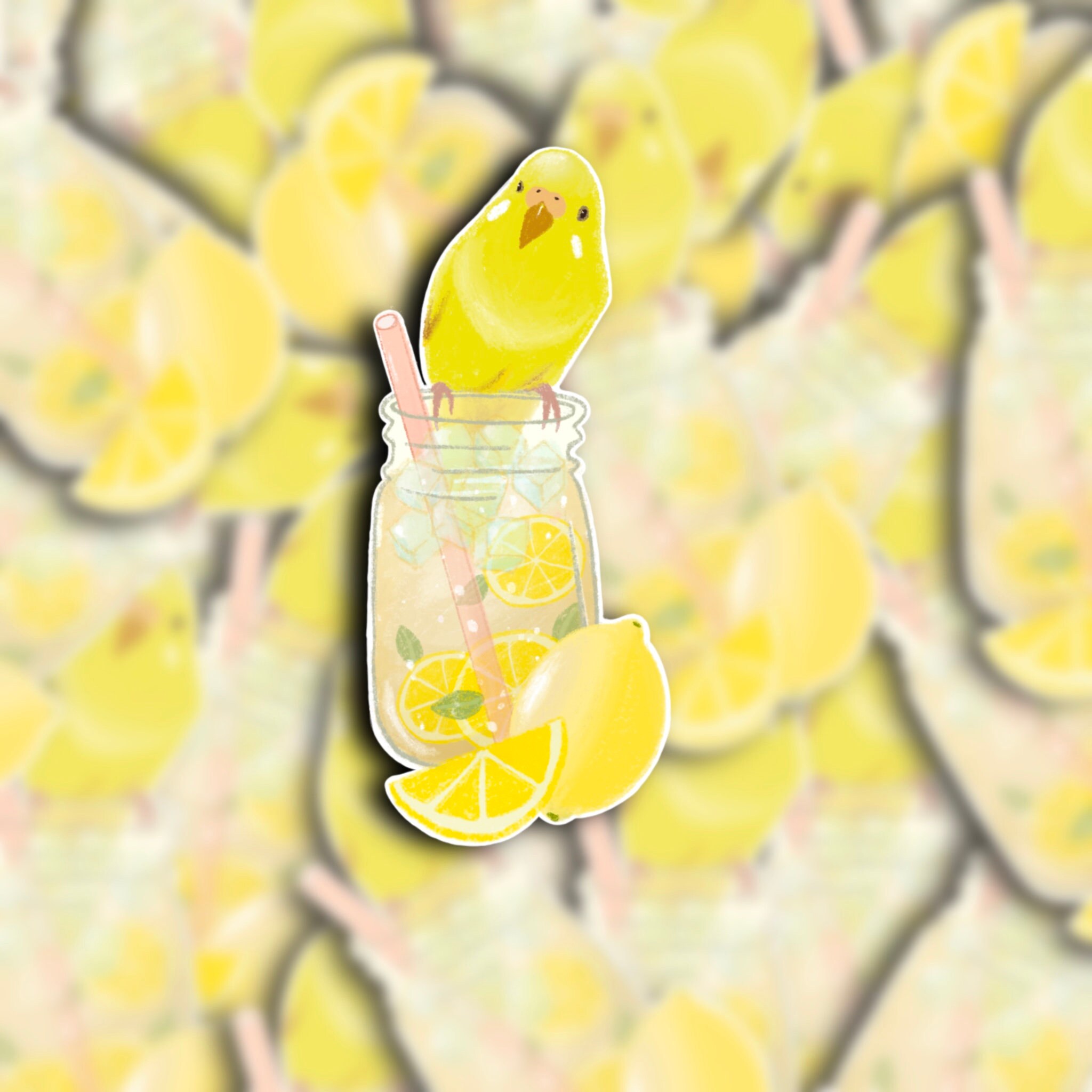 Cute Yellow Budgie Parakeet Decal Summer Lemonade Sticker - Etsy
