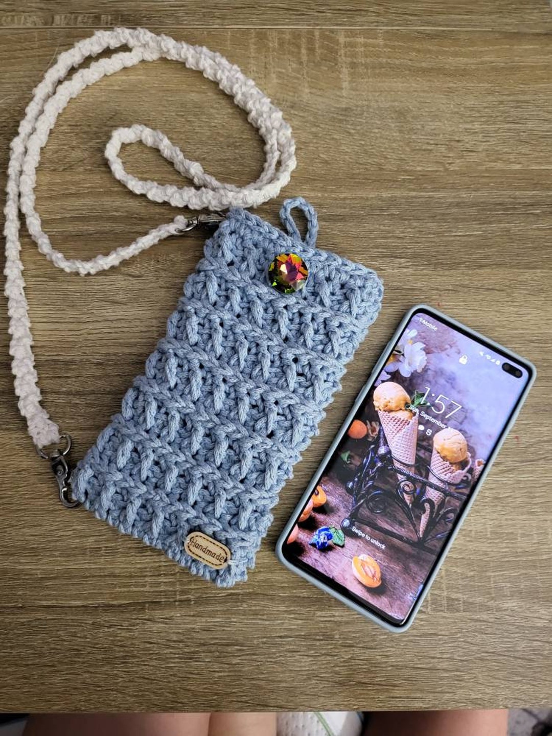 Handmade Crochet Waffle Cell Phone Pouch, Assorted Colors - Etsy