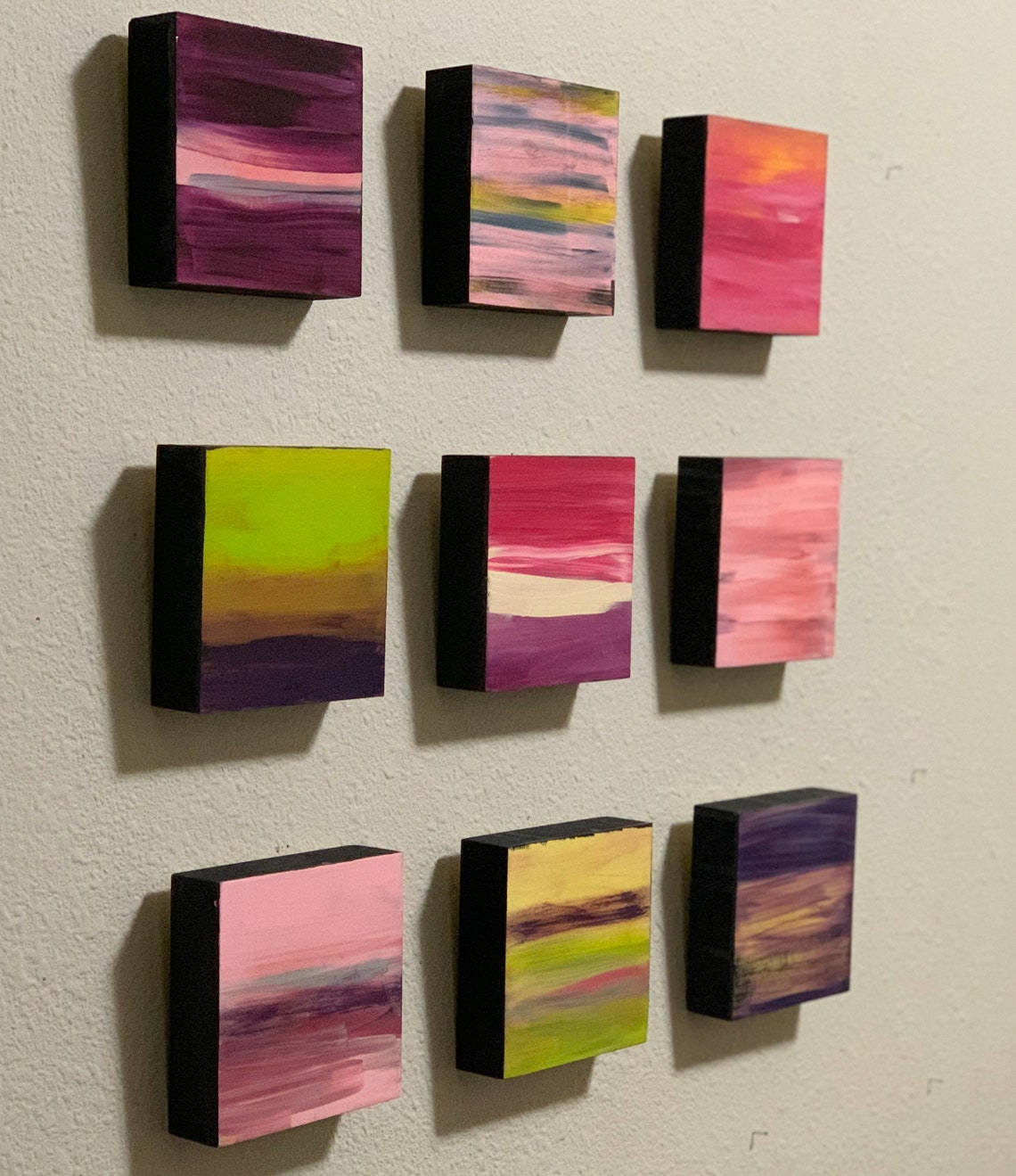 Modern Art, Abstract Painting, Original Painting on Wood, Wood Block ...