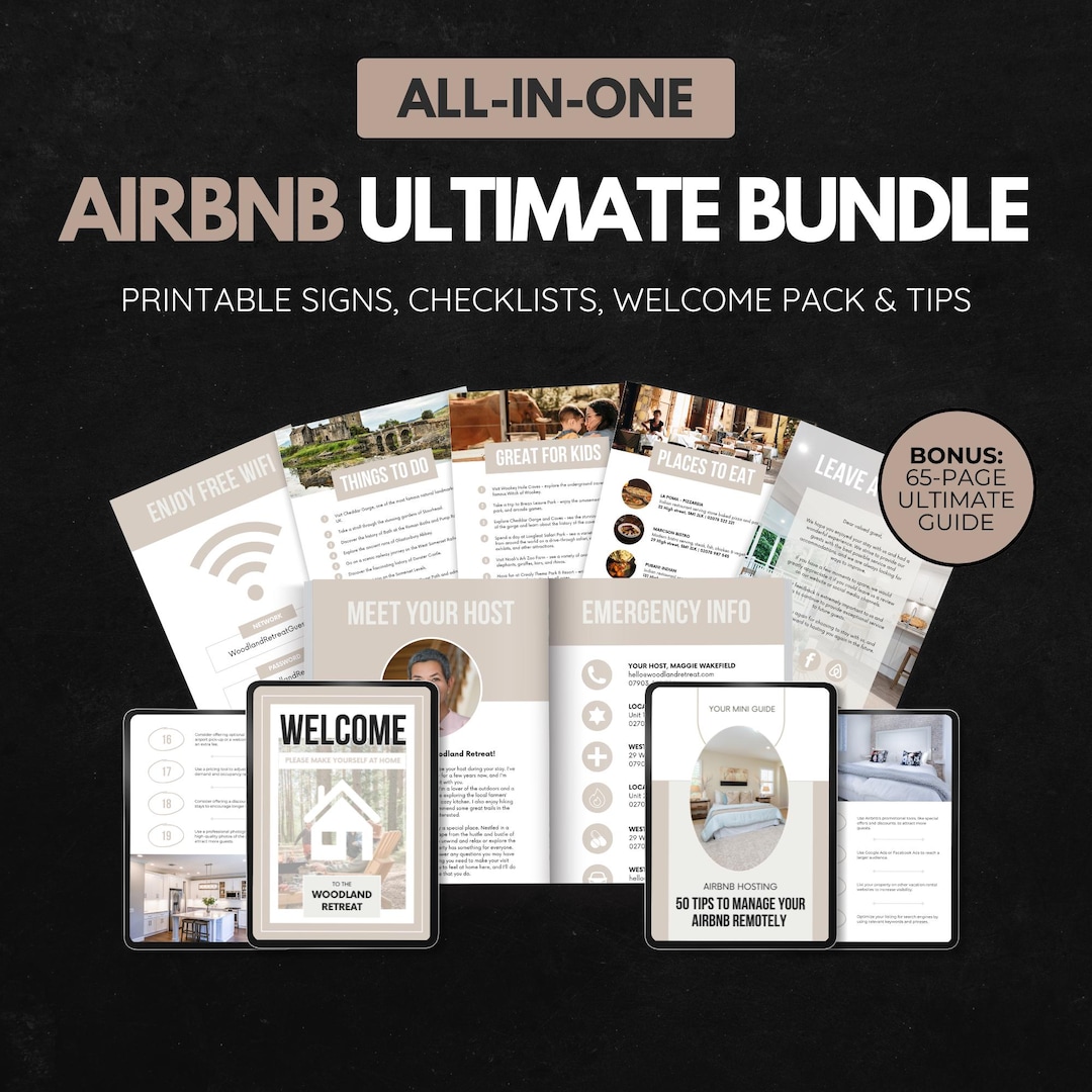 Airbnb Host Bundle Template, Editable Airbnb Signs, Welcome Book ...