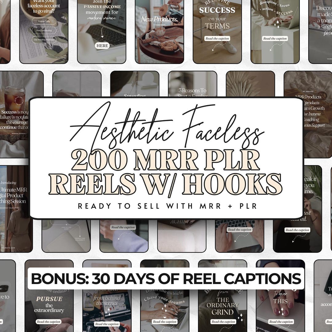 Instagram Faceless MRR PLR Reels Templates Bundle, Aesthetic Faceless ...