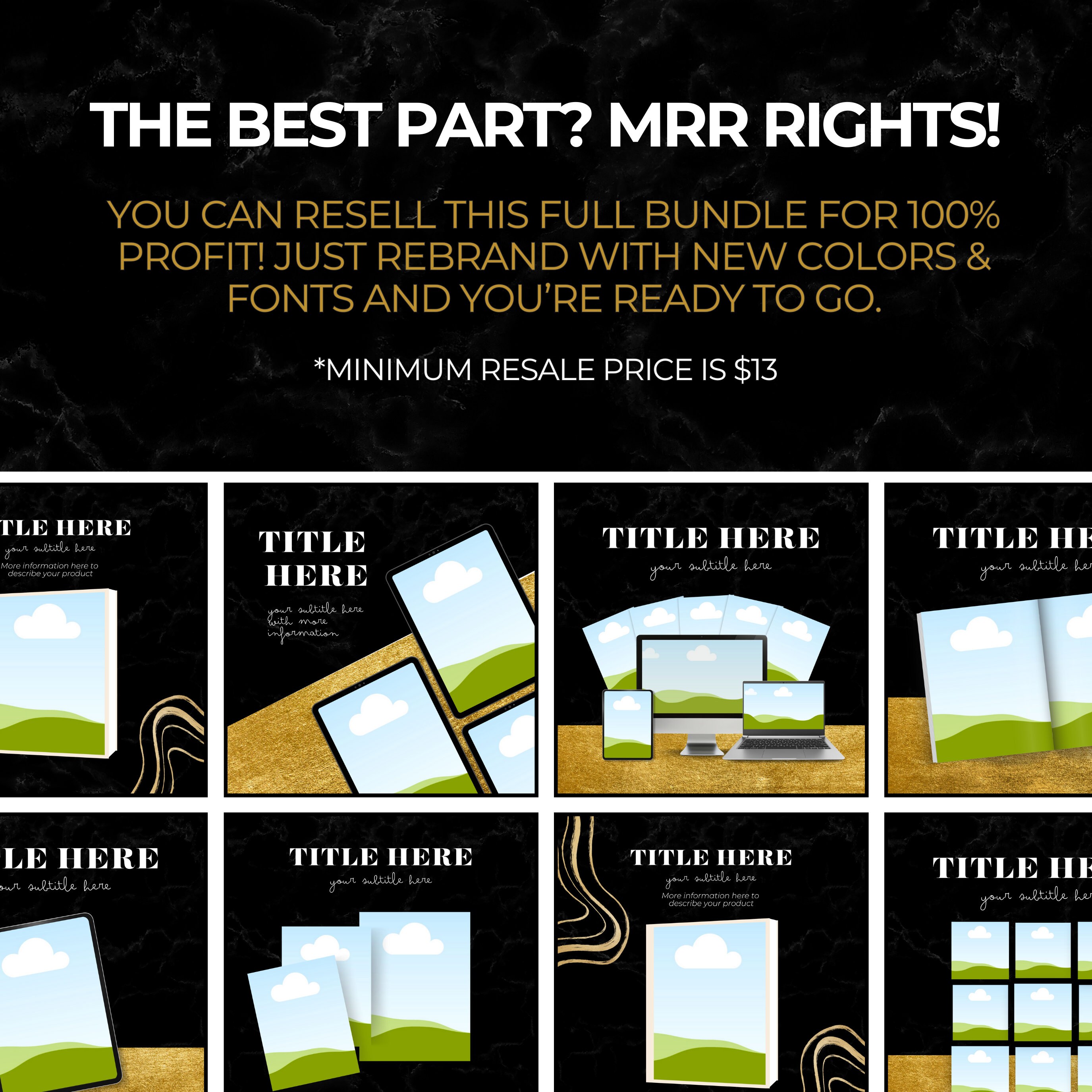 MRR Digital Product Mockup Templates 50+ Etsy Listing PLR Digital ...