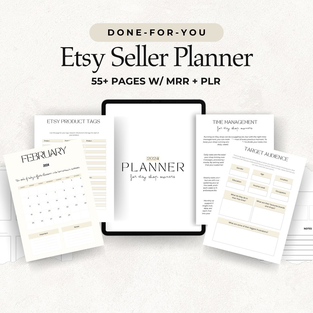 2024 Etsy Shop Owner's Digital Planner for Time Management Goal Setting ...