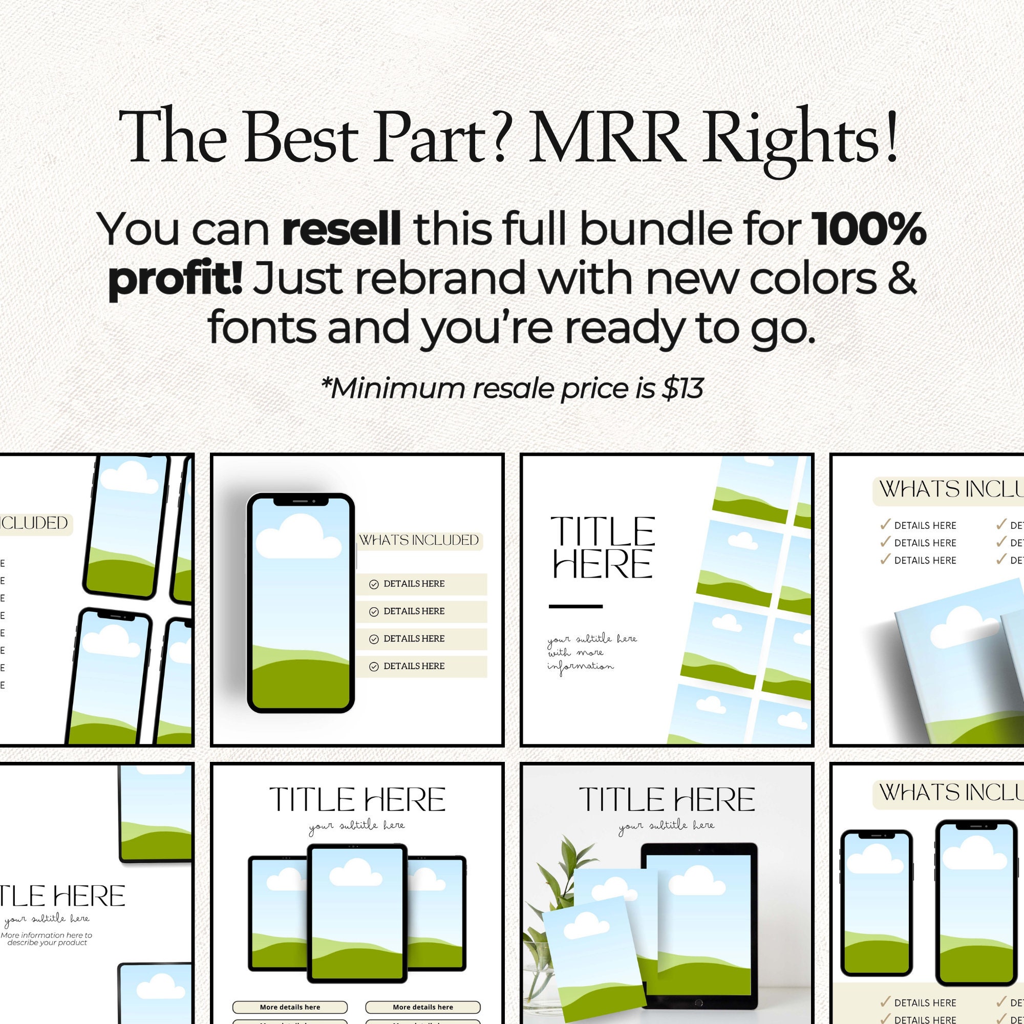 MRR Digital Product Mockup Templates 50+ Etsy Listing PLR Digital ...