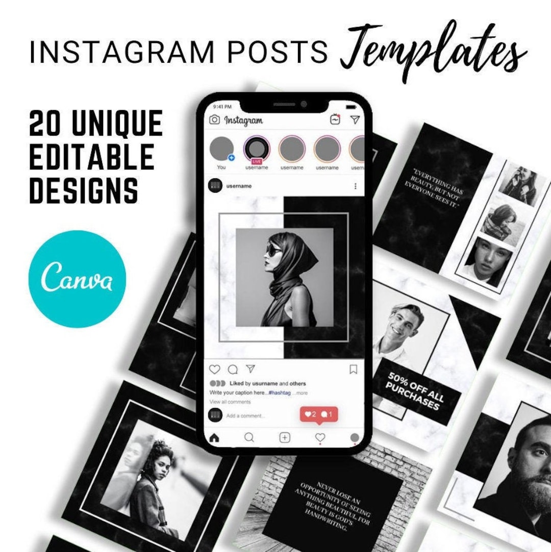 Instagram Templates for Canva, Instagram Post Template Canva, Editable ...