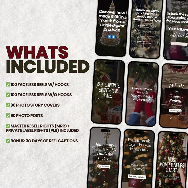 Christmas Aesthetic MRR PLR Faceless Reels, Cozy Winter Videos ...