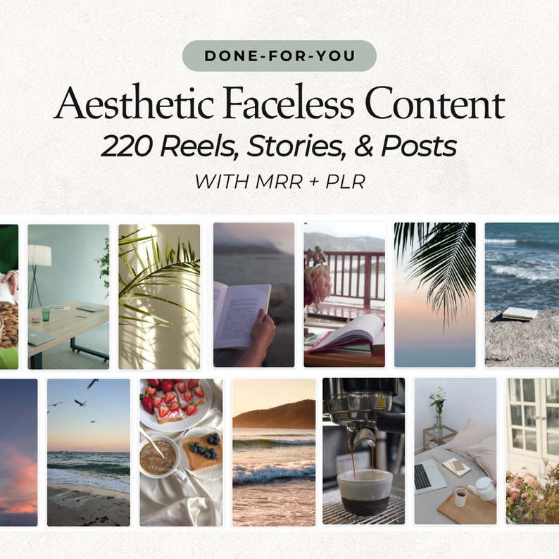 220 Faceless Aesthetic Videos Posts Stories MRR Faceless Instagram ...