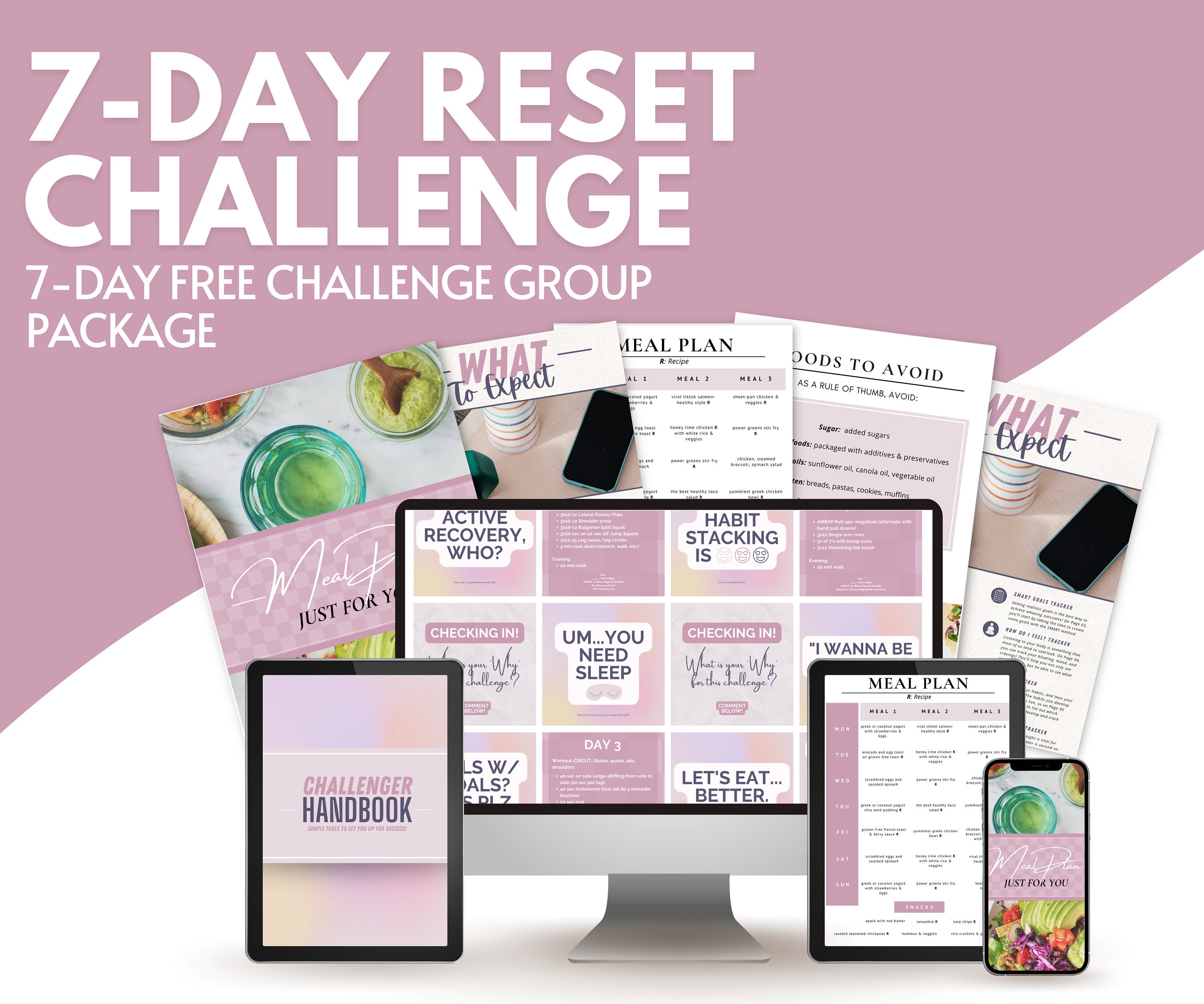 7-day Reset Challenge Group / Accountability Group Posting Guide / Fitness Guide / Summer ...