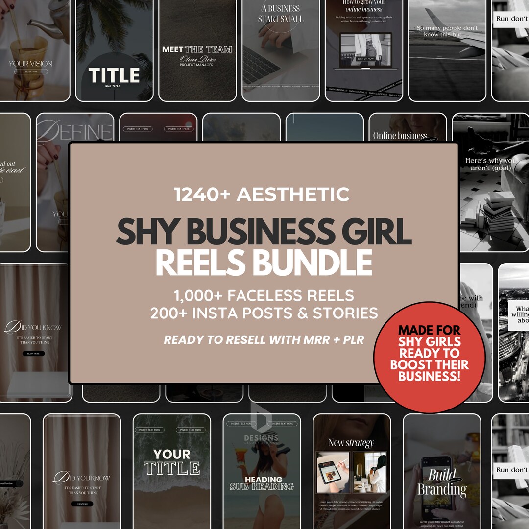 1240+ Shy Business Girl Faceless Reels Bundle MRR PLR Motivational Bundle, Posts, Stories, Done ...