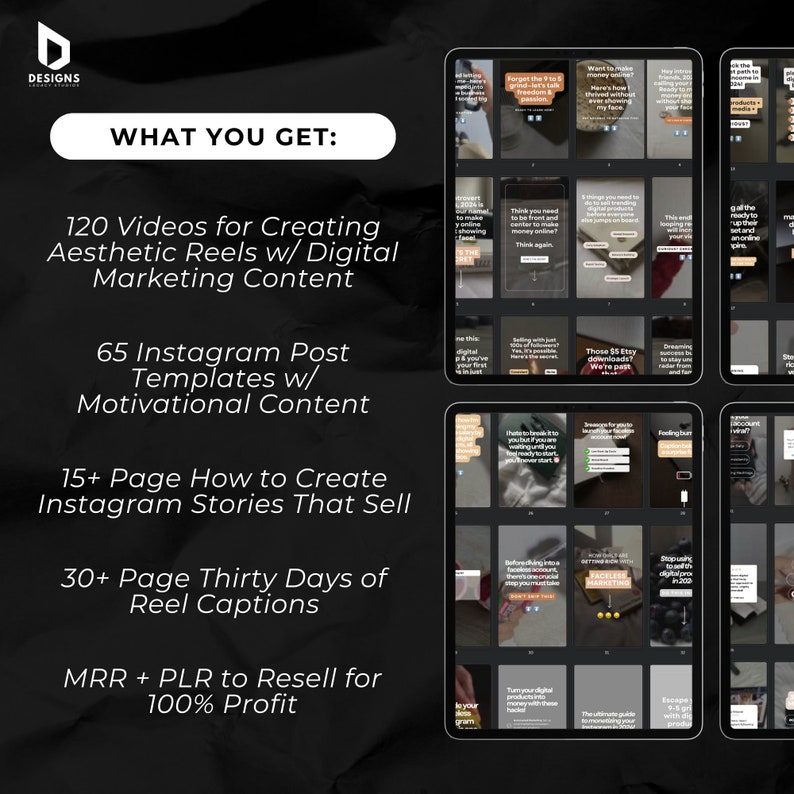 Faceless Digital Marketing Reels W/ Hooks Posts Bundle With MRR, Bundle ...