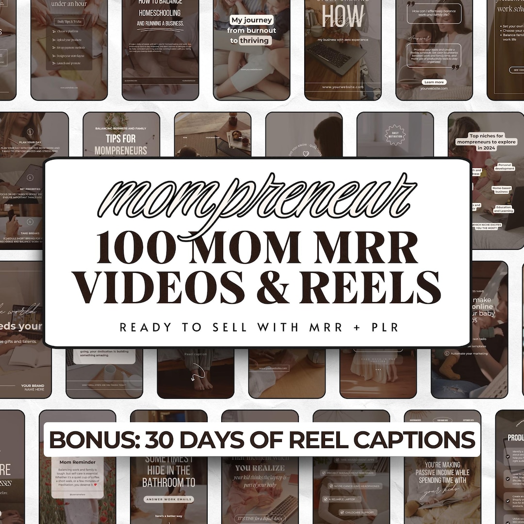 Instagram Mompreneur PLR MRR Reels Templates Bundle, Aesthetic Mom ...