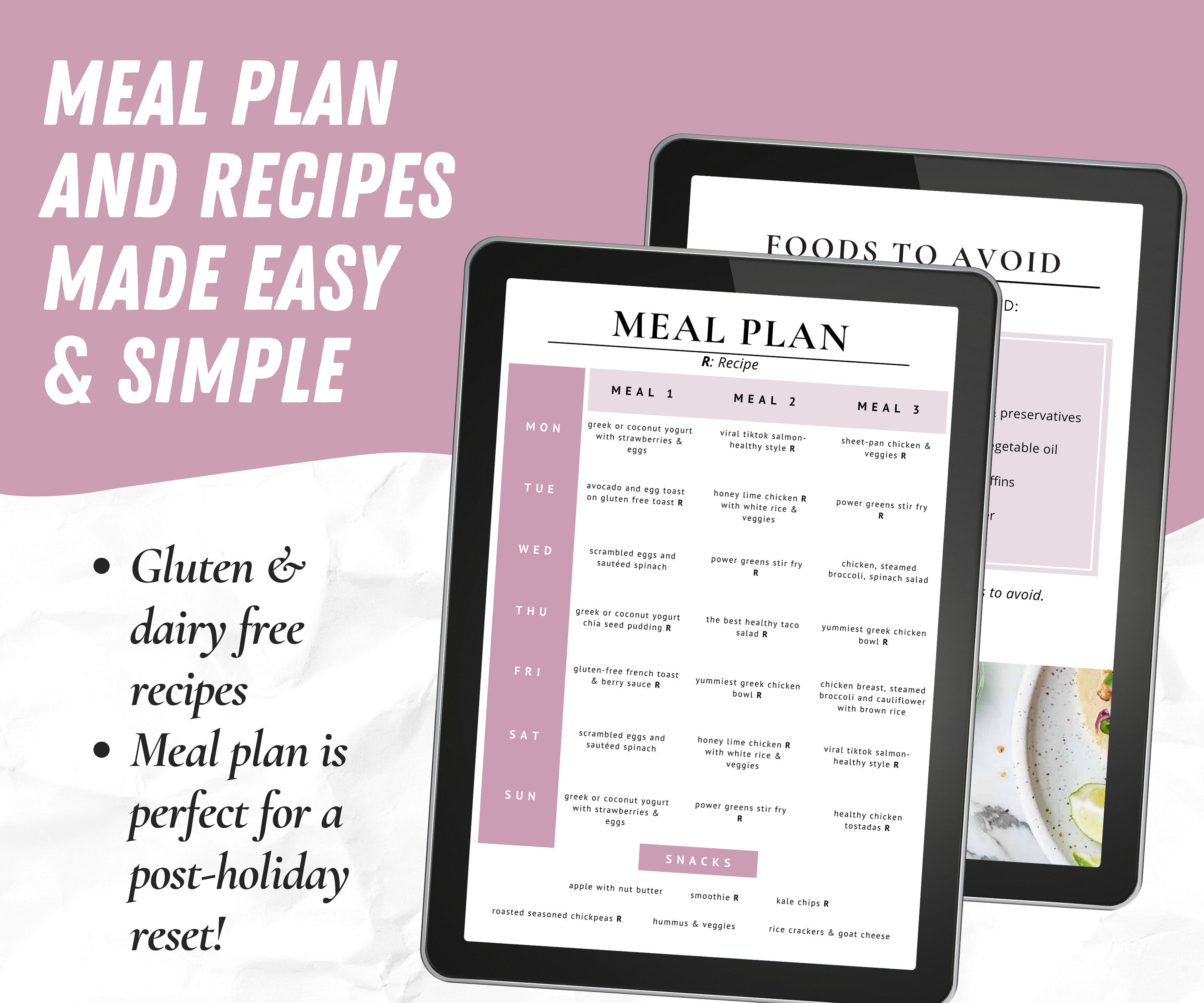 7-day Reset Meal Plan / Healthy Meal Recipes / Meal Plan / Weight Loss ...