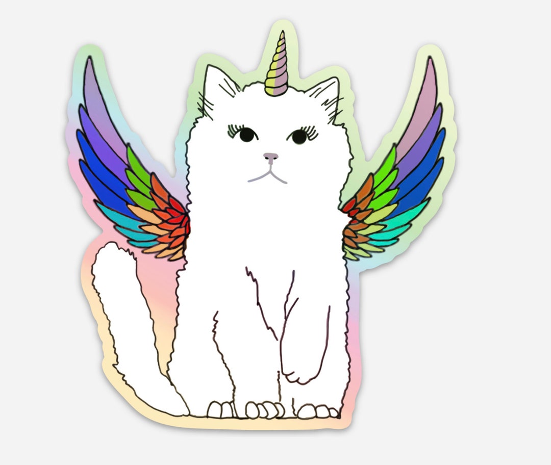 Kitty-corn-pegasus Holographic Sticker - Etsy
