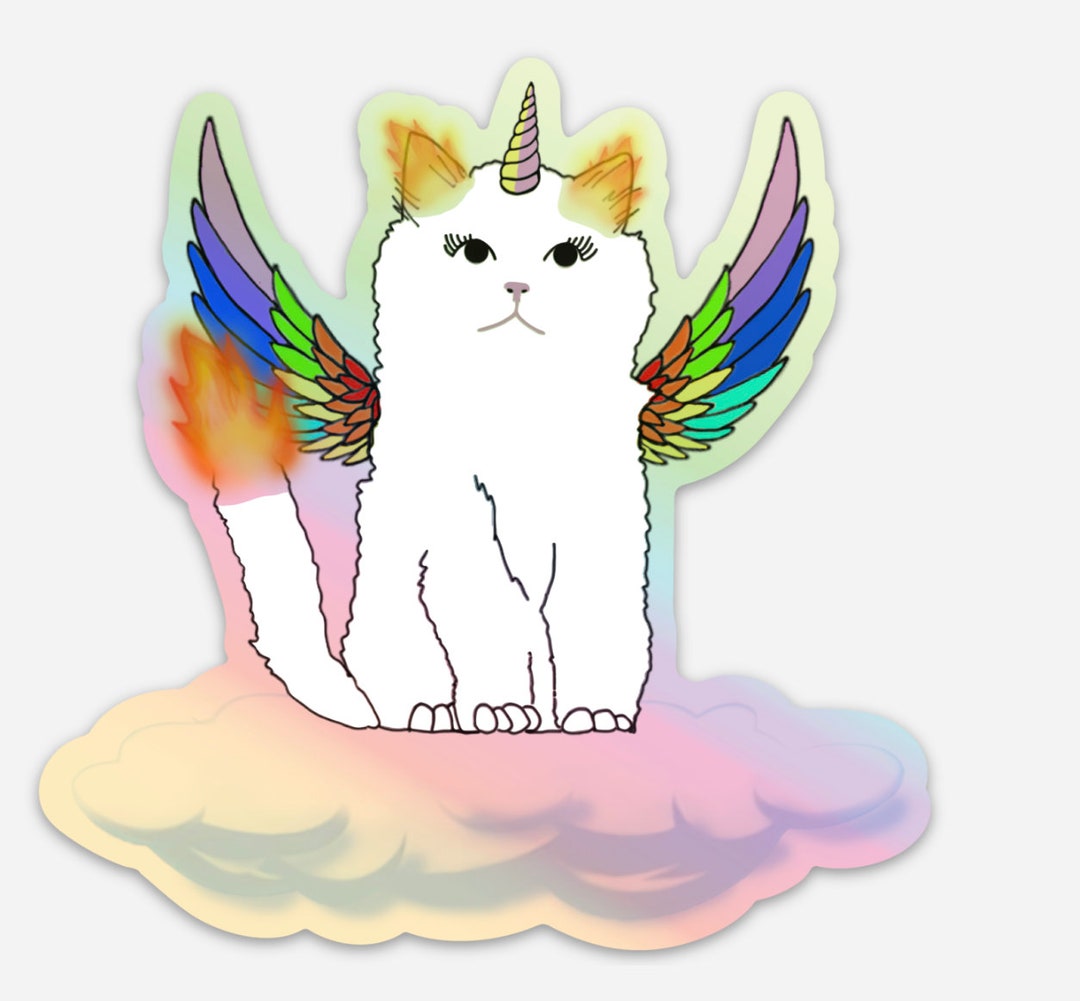 Flame Point Kitty-corn-pegasus Holographic Sticker - Etsy