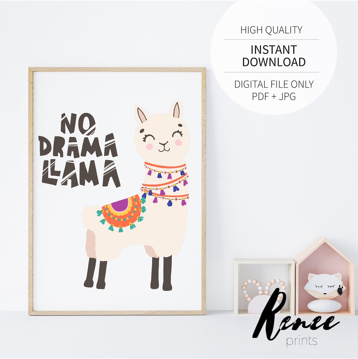No Drama Llama Nursery Printable Wall Art Decor Instant Download - Etsy
